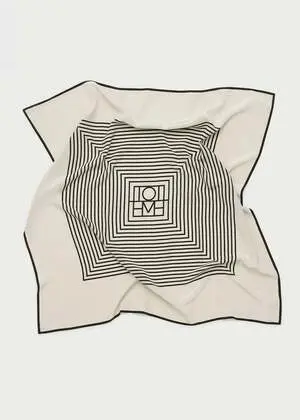 TOTEME Centered Monogram Silk Scarf Crème