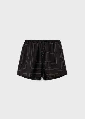 TOTEME Monogram Silk Pj Shorts Black