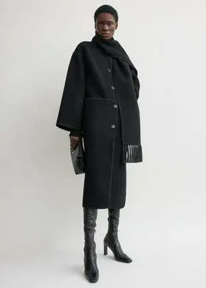 TOTEME Embroidered Scarf Coat - Black