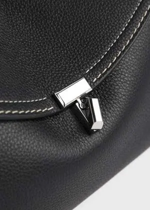 TOTEME T-lock Grained-leather Clutch Black