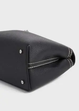 TOTEME T-lock Grained-leather Clutch Black
