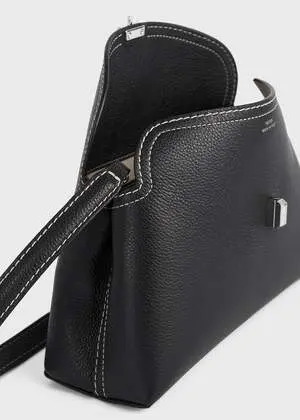 TOTEME T-lock Grained-leather Clutch Black