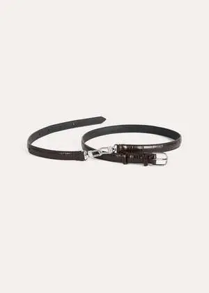 TOTEME Double Clasp Leather Belt Croco