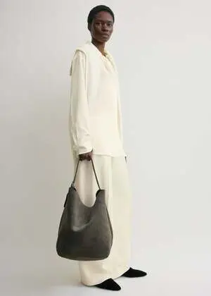 TOTEME Belted Suede Tote Bag - Granite