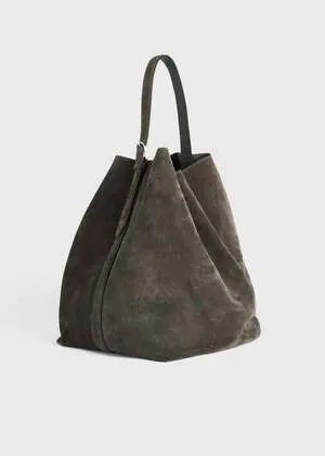 TOTEME Belted Suede Tote Bag - Granite
