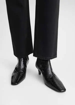 TOTEME Croco-embossed Mid-heel Boots