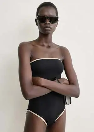 TOTEME Stripe Edge Strapless Swimsuit