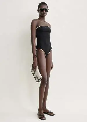 TOTEME Stripe Edge Strapless Swimsuit