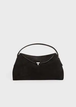 TOTEME T-lock Suede Top Handle - Espresso