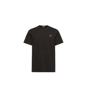 Moncler Moncler Double Leather Logo Cotton T-shirt Black