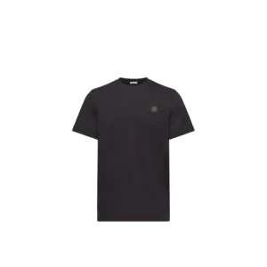 Moncler Moncler Double Leather Logo Cotton T-shirt Blue