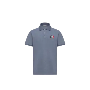 Moncler Cotton Piquet Polo Shirt - Blue