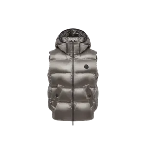 Moncler Fluidite Hooded Down Vest - Grey