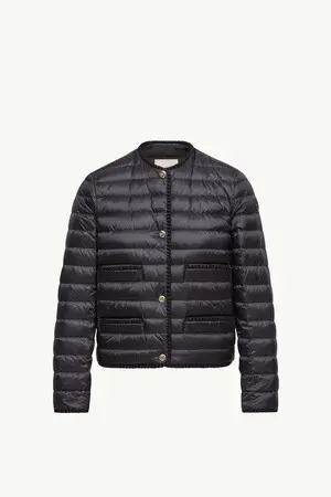 Moncler Circaete Braided Trim Short Down Jacket - Blue