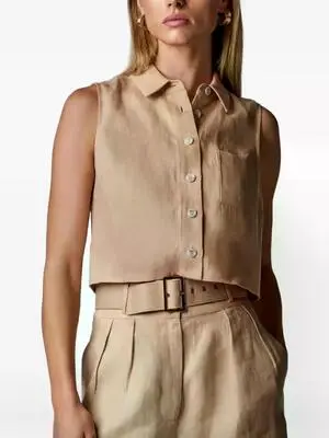 HEVRON Sleeveless Cropped Shirt