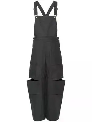 Gucci Logo-appliqué Cotton Dungarees - Grey