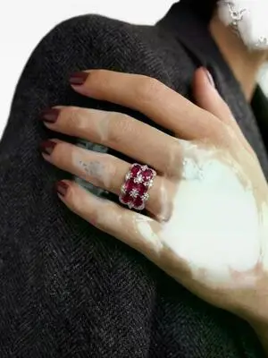 HYT JEWELRY 18k White Gold Ruby And Diamond Ring