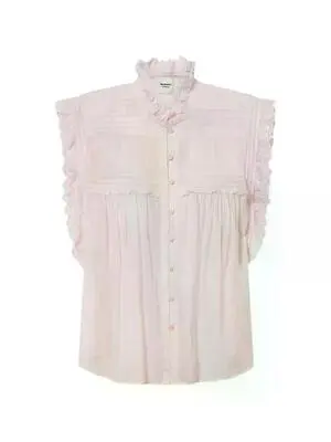 MARANT ETOILE Sleeveless High Neck Top With Ruffled Detailing - Pink