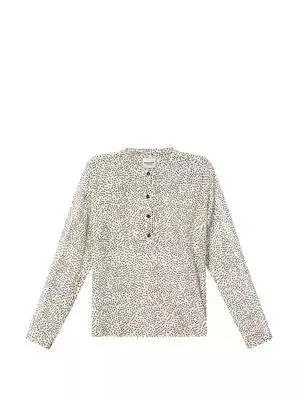 MARANT ETOILE Beige Polka Dot Henley Top - Neutrals