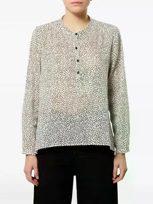MARANT ETOILE Beige Polka Dot Henley Top