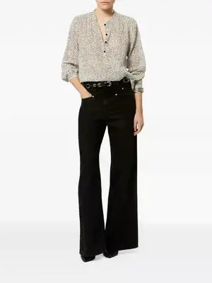 MARANT ETOILE Beige Polka Dot Henley Top - Neutrals
