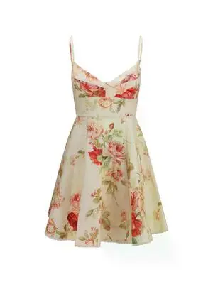 Zimmermann Floral Print Linen Mini Dress - Neutrals