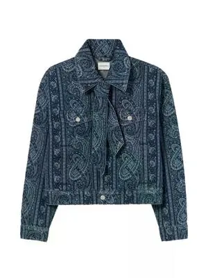 Claudie Pierlot Paisley Print Pussy-bow Denim Jacket - Blue