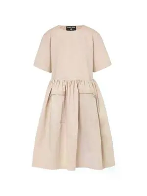 Iceberg Gathered Midi Dress With Zip Pockets - Neutrals