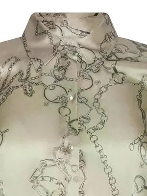 L'Agence Tyler Horsebit-chain Print Satin Blouse - Neutrals