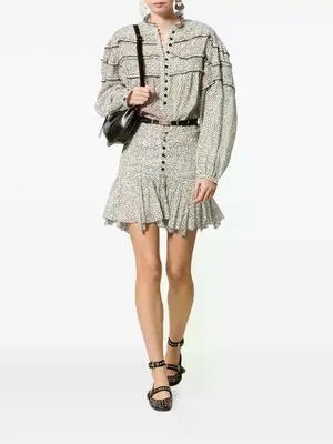 MARANT ETOILE Doane Polka Dot Ruffled Top