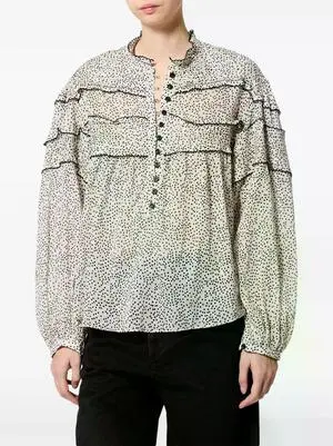 MARANT ETOILE Doane Polka Dot Ruffled Top