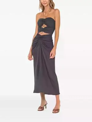 JBQ Montauk Cut-out Ruched Midi Dress