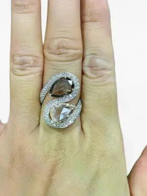 HYT JEWELRY Geometric Diamond Ring In 18k White Gold - Silver