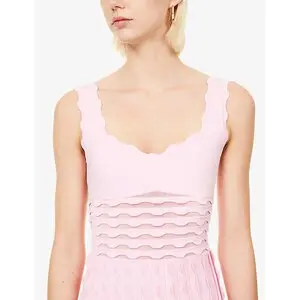 Simkhai Brionne Scalloped Knit Midi Dress - Daisy