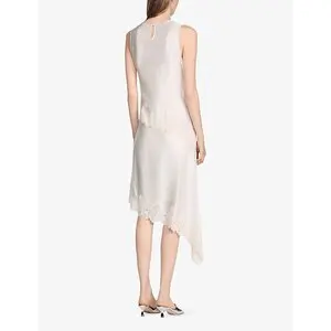 Sandro Asymmetrical Lace-trim Midi Dress - Ecru