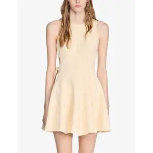Sandro Sleeveless Floral Jacquard Mini Dress - Vanilla