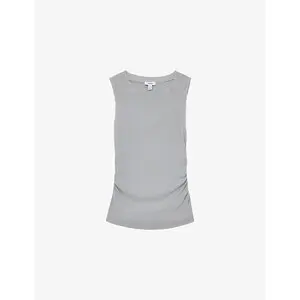 REISS Ruched Stretch Cotton-blend Vest - Grey