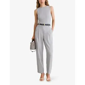 REISS Ruched Stretch Cotton-blend Vest - Grey