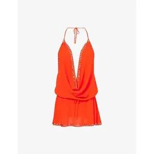 JADED LONDON Backless Woven Mini Dress - Red