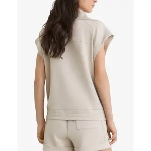 REISS Phoebe Funnel-neck Sleeveless Jersey Top - Neutral