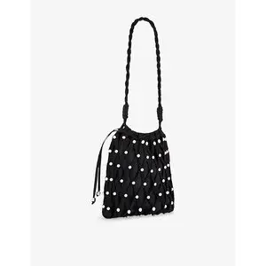 Sandro Embellished Crochet Drawstring Bag