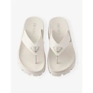 Prada Rubber Thong Sandals With Enamelled Triangle Logo