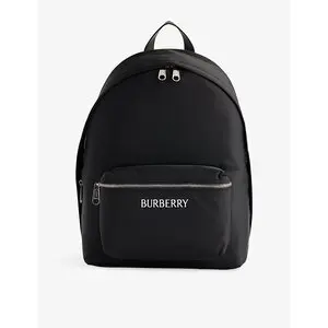 Burberry Logo Print Nylon Backpack - Black