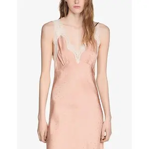 Sandro Rhinestone Embellished V-neck Midi Dress