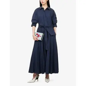 Simkhai Arlo Belted Cotton-blend Maxi Shirt Dress - Midnight