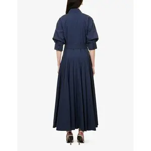 Simkhai Arlo Belted Cotton-blend Maxi Shirt Dress - Midnight