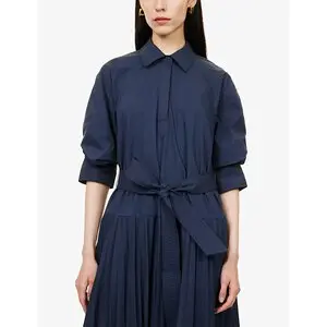 Simkhai Arlo Belted Cotton-blend Maxi Shirt Dress - Midnight