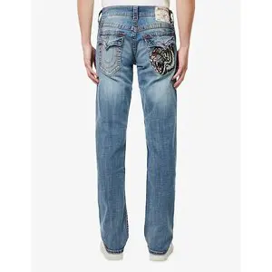 True Religion Ricky Embroidered Straight-leg Denim Jeans