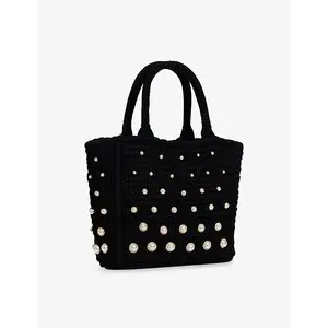 Sandro Embellished Crochet Tote Bag - Black