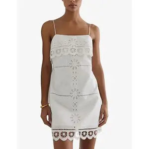 REISS Toni Cutwork Lace Cotton Mini Dress
